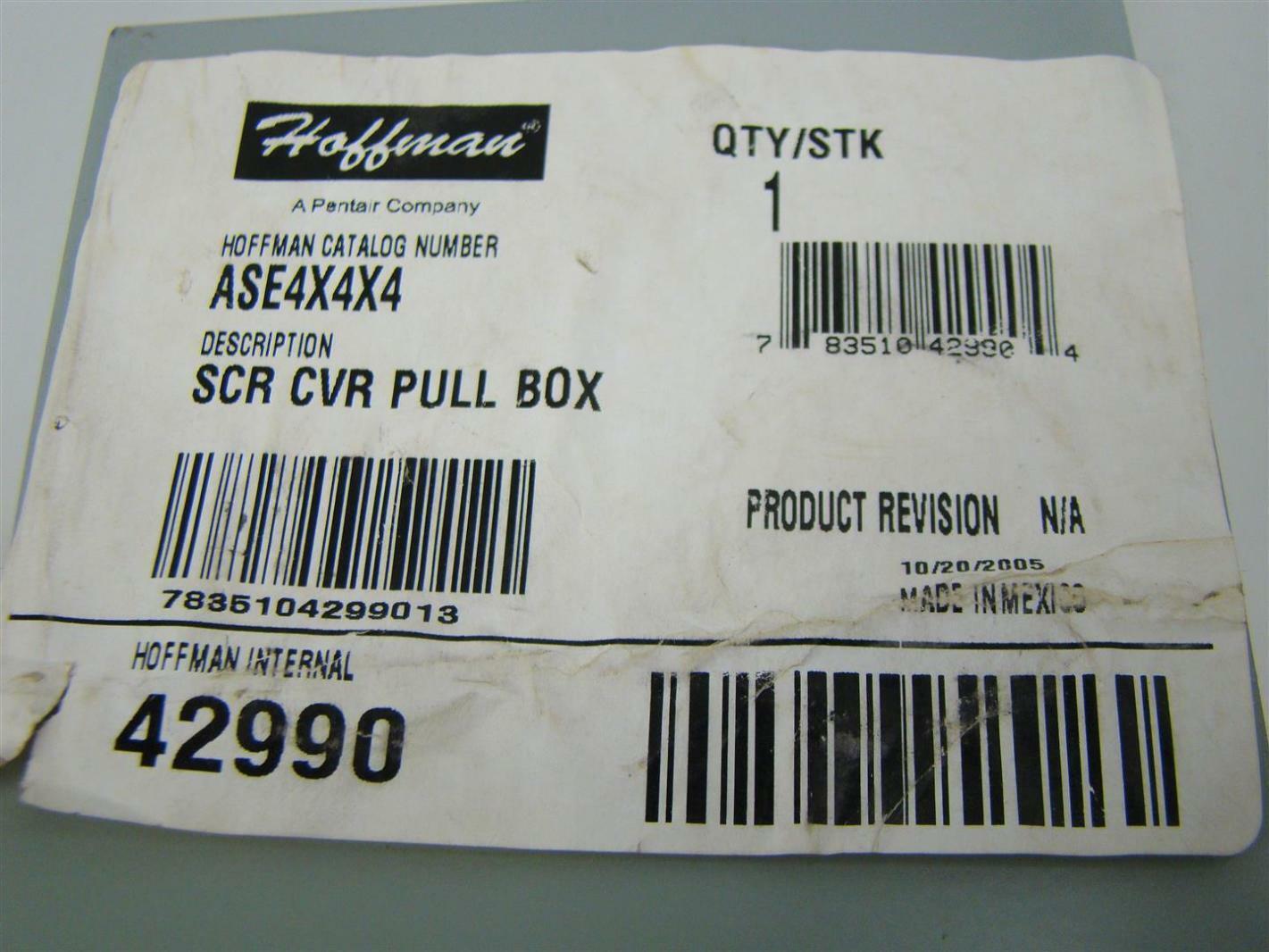 Hoffman ASE 4x4x4 Enclosure Type 1 Screw Cover Pull Box | Joseph Fazzio ...