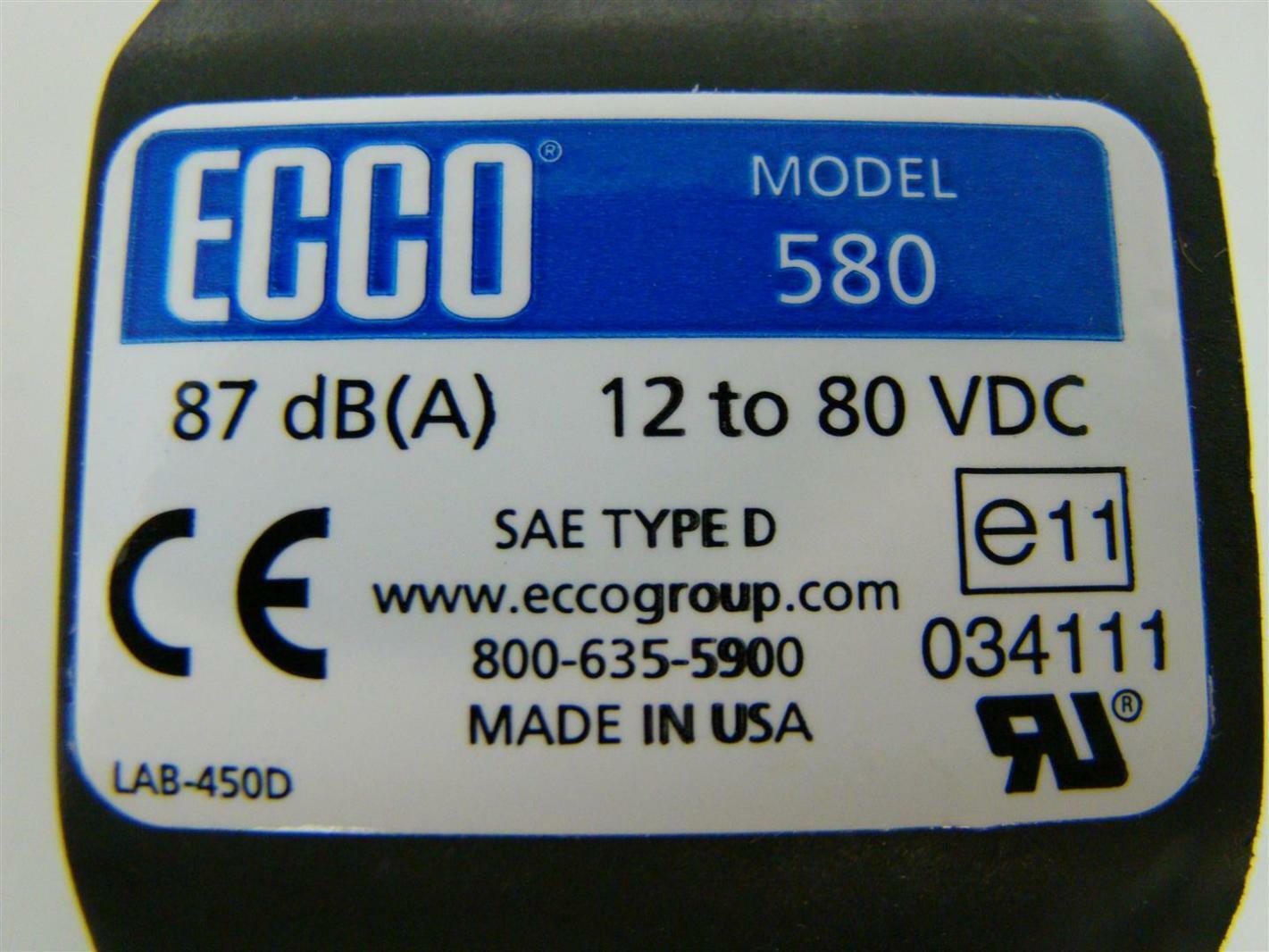 Ecco 12-80 VDC Model 580 Back up Alarm 87db | Joseph Fazzio, Incorporated