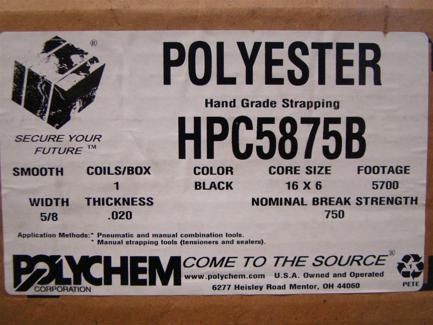 POLYCHEM 5/8" Polyester Hand Grade Strapping 16x6 HPC5875B | Joseph ...