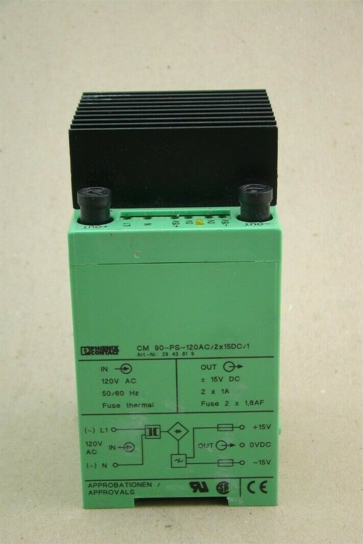 Pheonix Contact 12vDC Power Supply , 90-PS-120AC/2x15DC/1 | Joseph ...