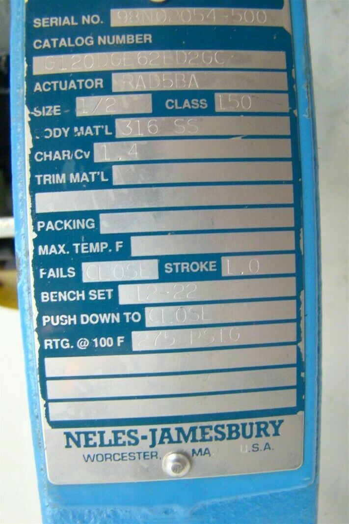 Neles-Jamesbury Pneumatic Positioner 316 SS, 1/2" RAD5BA ...