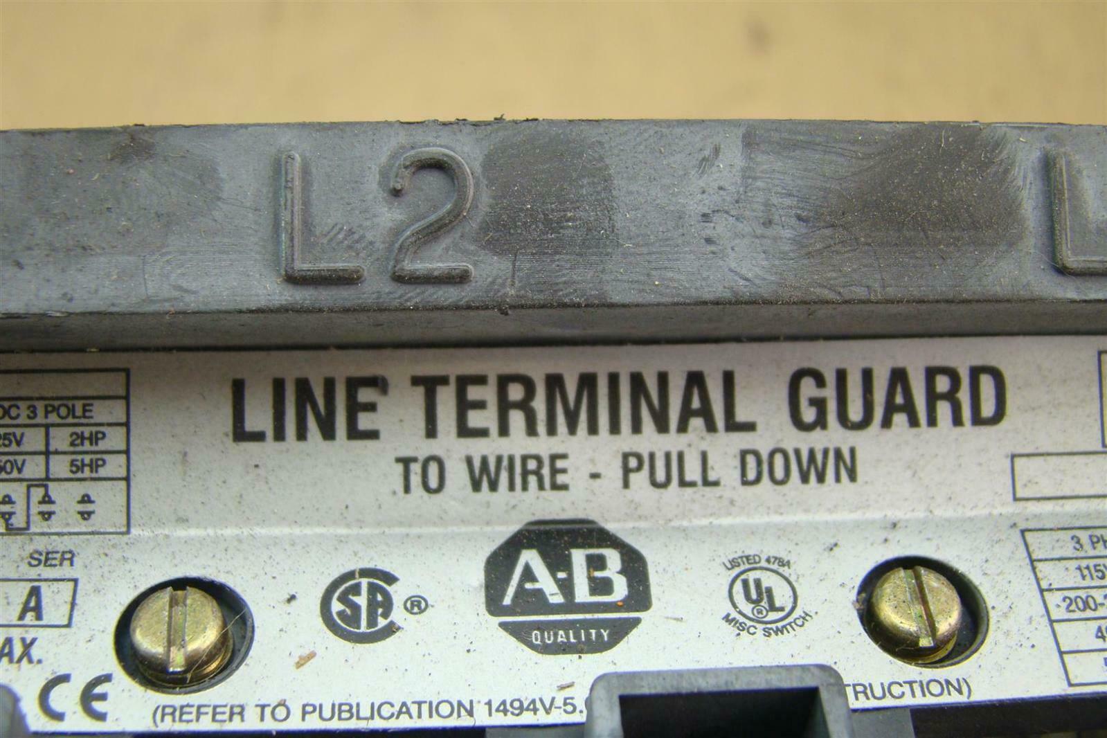 Allen-Bradley 30A, 600vAC Line Terminal Guard Disconnect Switch , 1494V ...