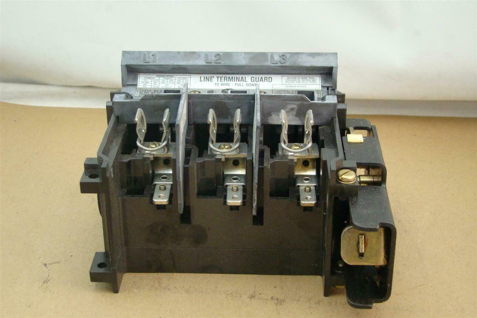 Allen-Bradley 30A, 600vAC Line Terminal Guard Disconnect Switch , 1494V ...