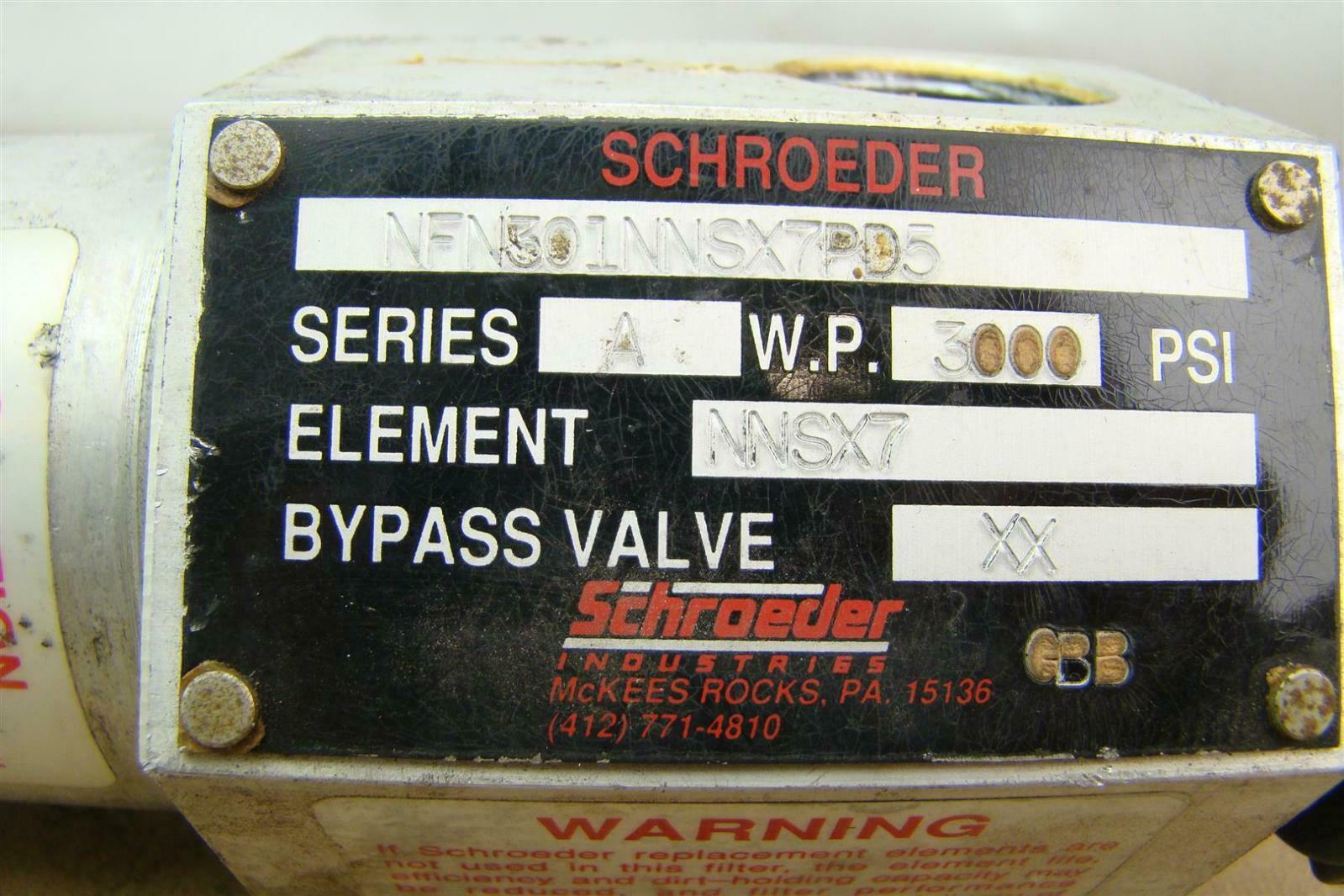 Schroeder Filter Assembly Series A, 3000 PSI, NFN301NNSX7PD5 | Joseph ...