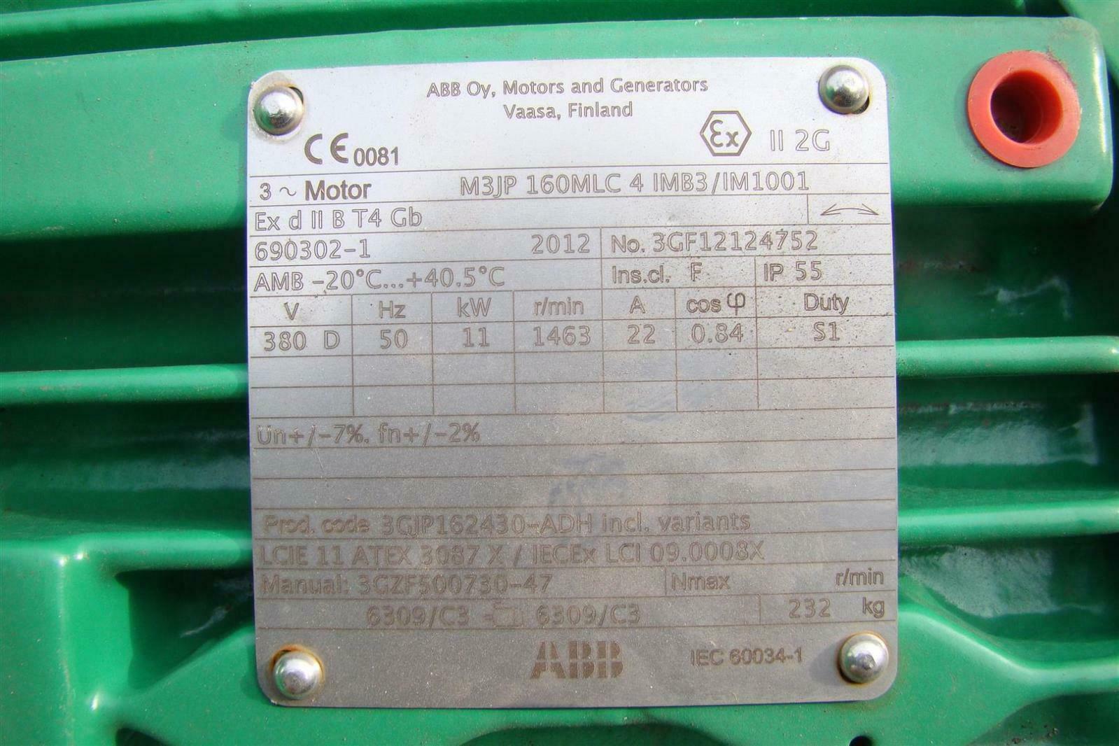 ABB Servo Motor V:380v, HZ:50, KW:11, M3JP 160MLC 4 IMB3/IM1001 ...