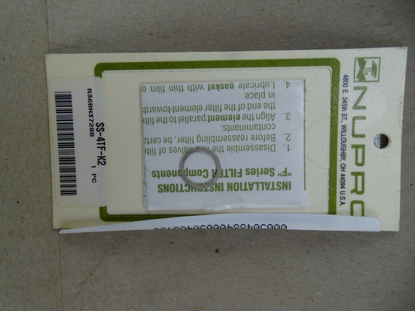 Nupro Silver Plated Gasket 316SS, SS-4TF-K2 | Joseph Fazzio, Incorporated