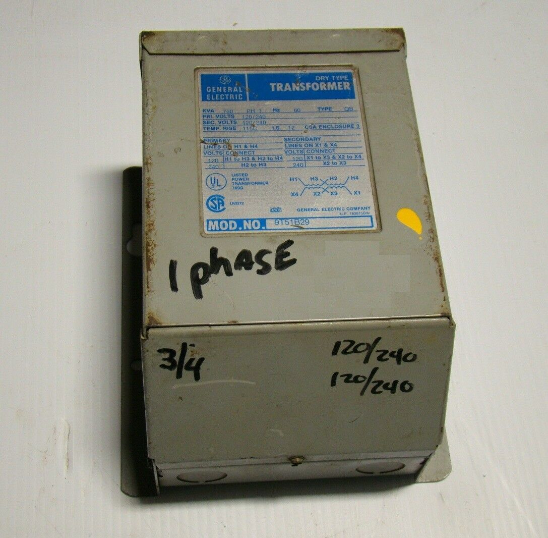 GE Transformer .75 KVA Primary: 120/240 Sec: 120/240 9T51B29 | Joseph ...