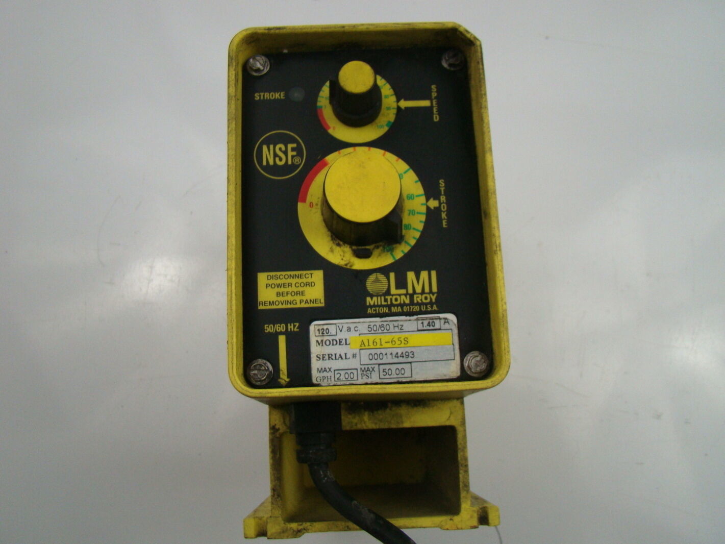 LMI Milton Roy Electronic Metering Pump 50PSI A161-65S | eBay