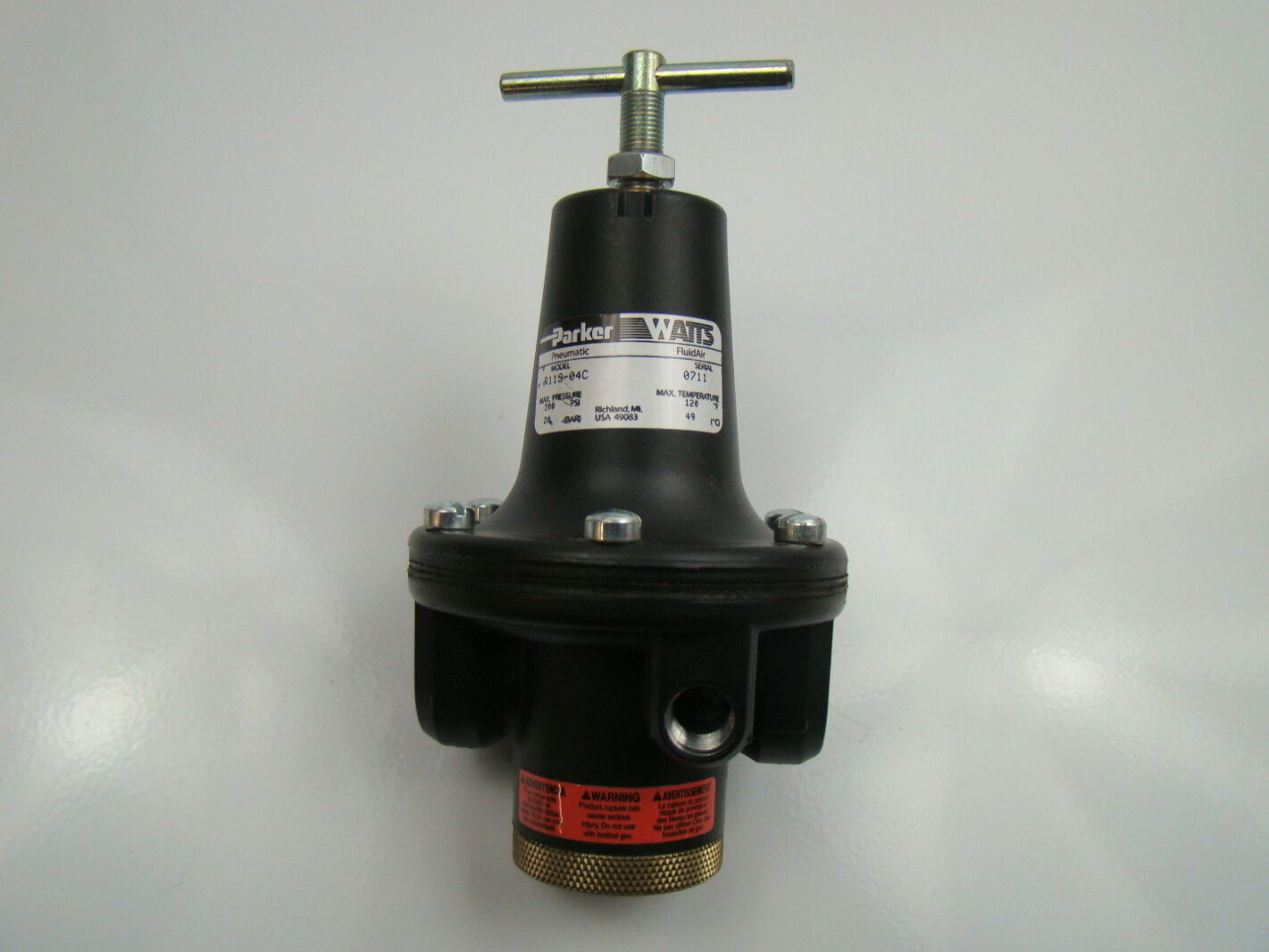 Parker Watts 1/2" NPT Pneumatic Regulator R119-04C | Joseph Fazzio ...