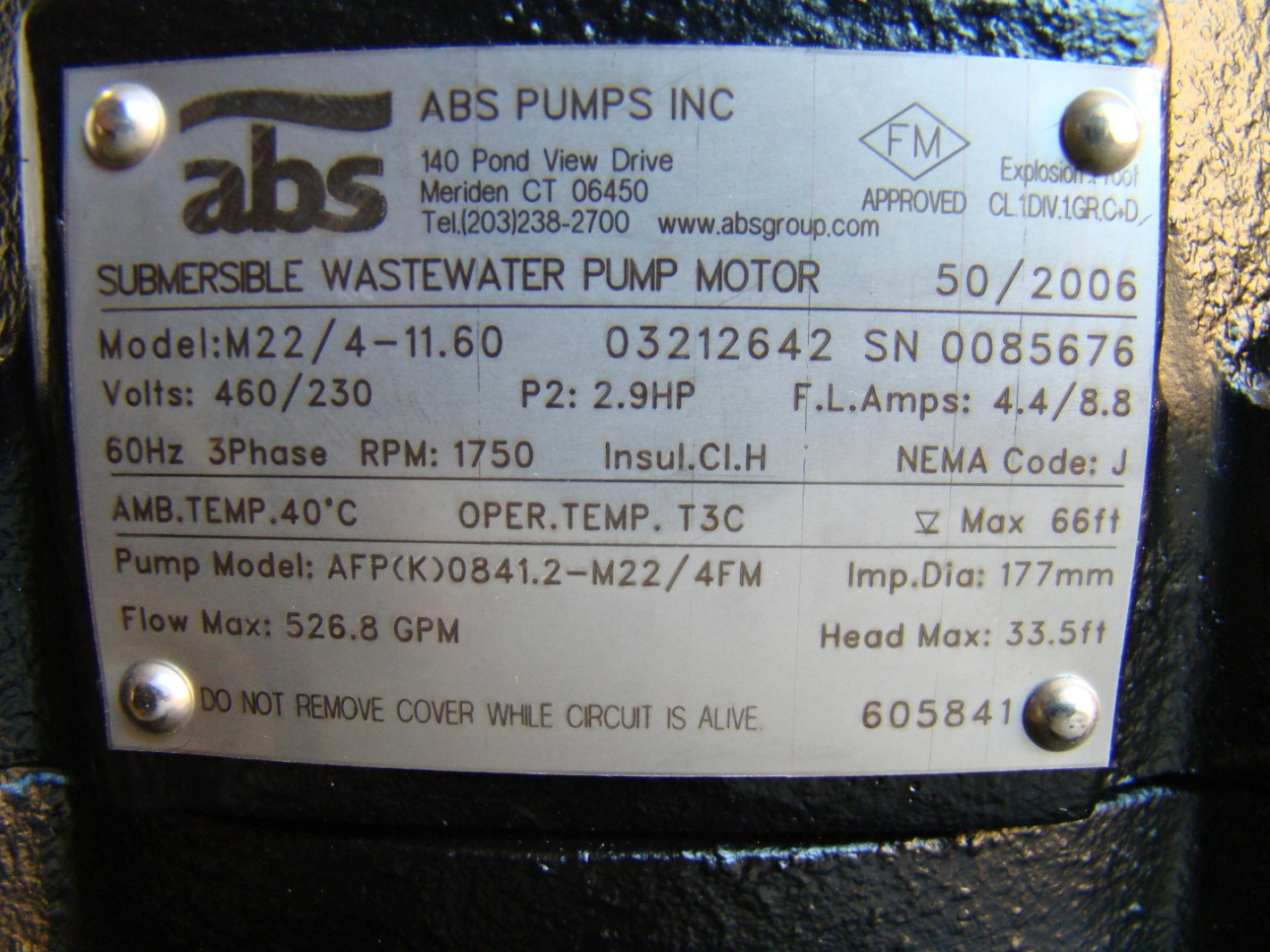 ABS Pump Sumersible Wastewater Pump Motor AFP(K)0841.2-M22/4FM | eBay