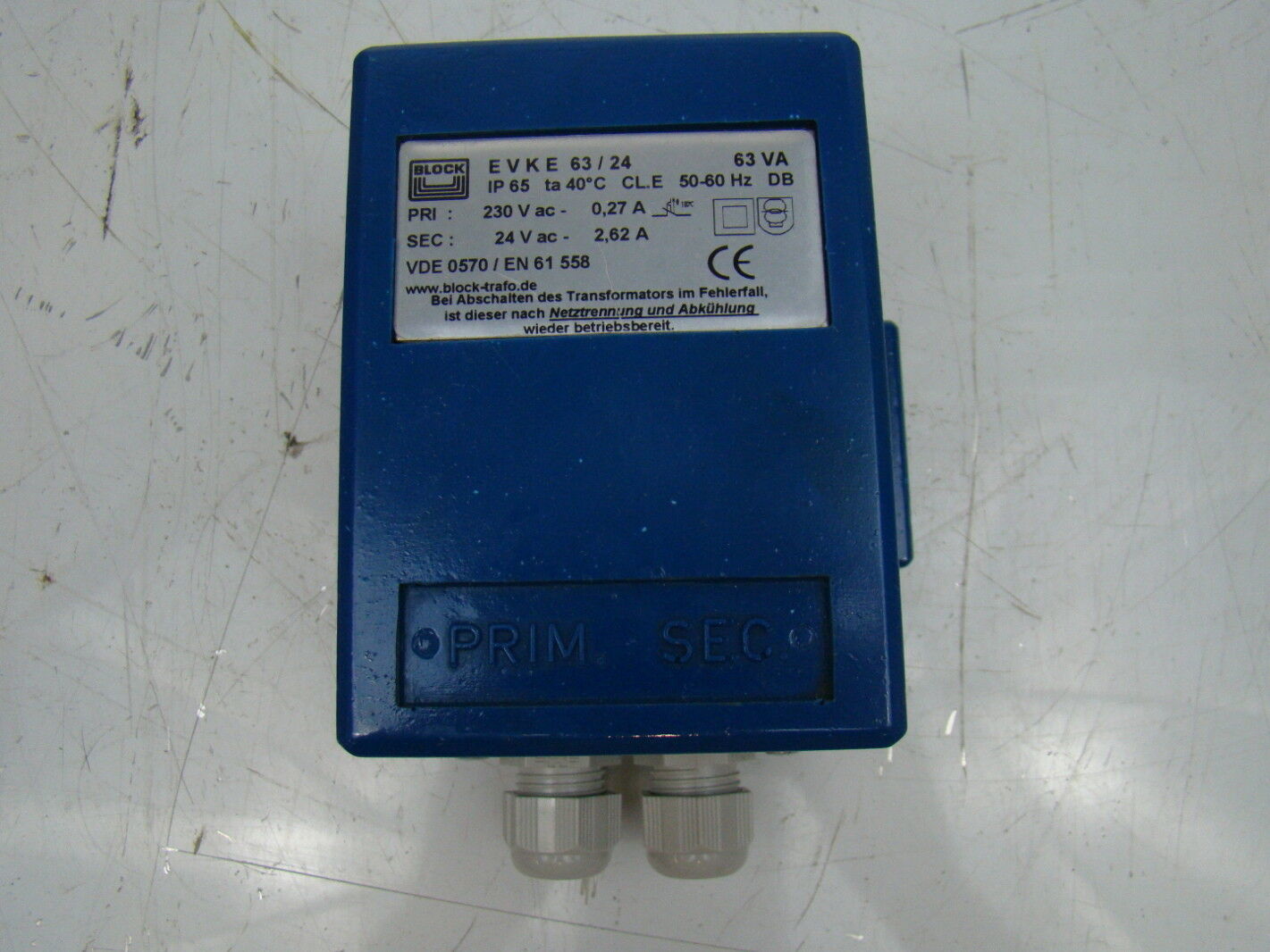 Block Transformer PRI:230V SEC:24v 63va VDE0570 | Joseph Fazzio ...