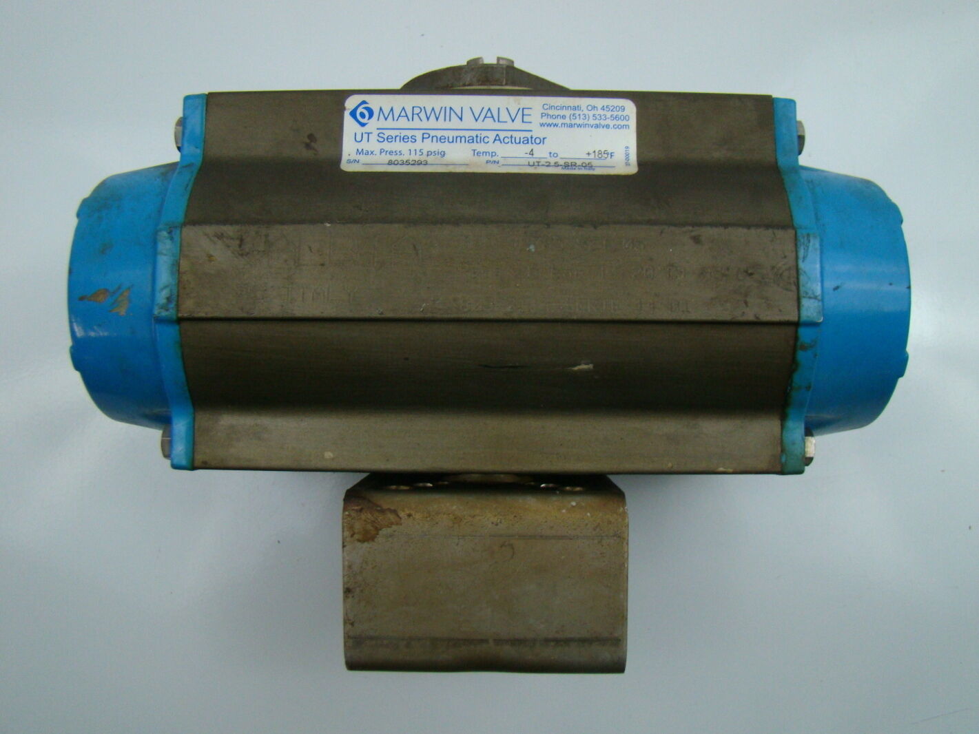 MARWIN VALVE 115 PSI UT SERIES PNEUMATIC ACTUATOR UT-2.5-SR-05 | Joseph ...