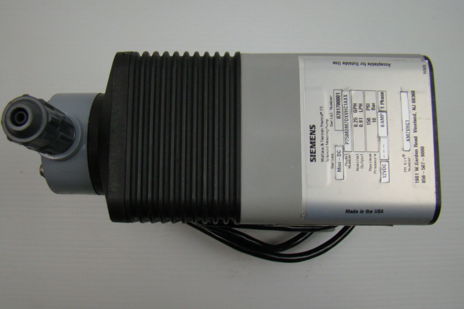 Siemens 12 Volt Premia 75 Solenoid Metering Pump P75MDM7DXVHC1AXX ...