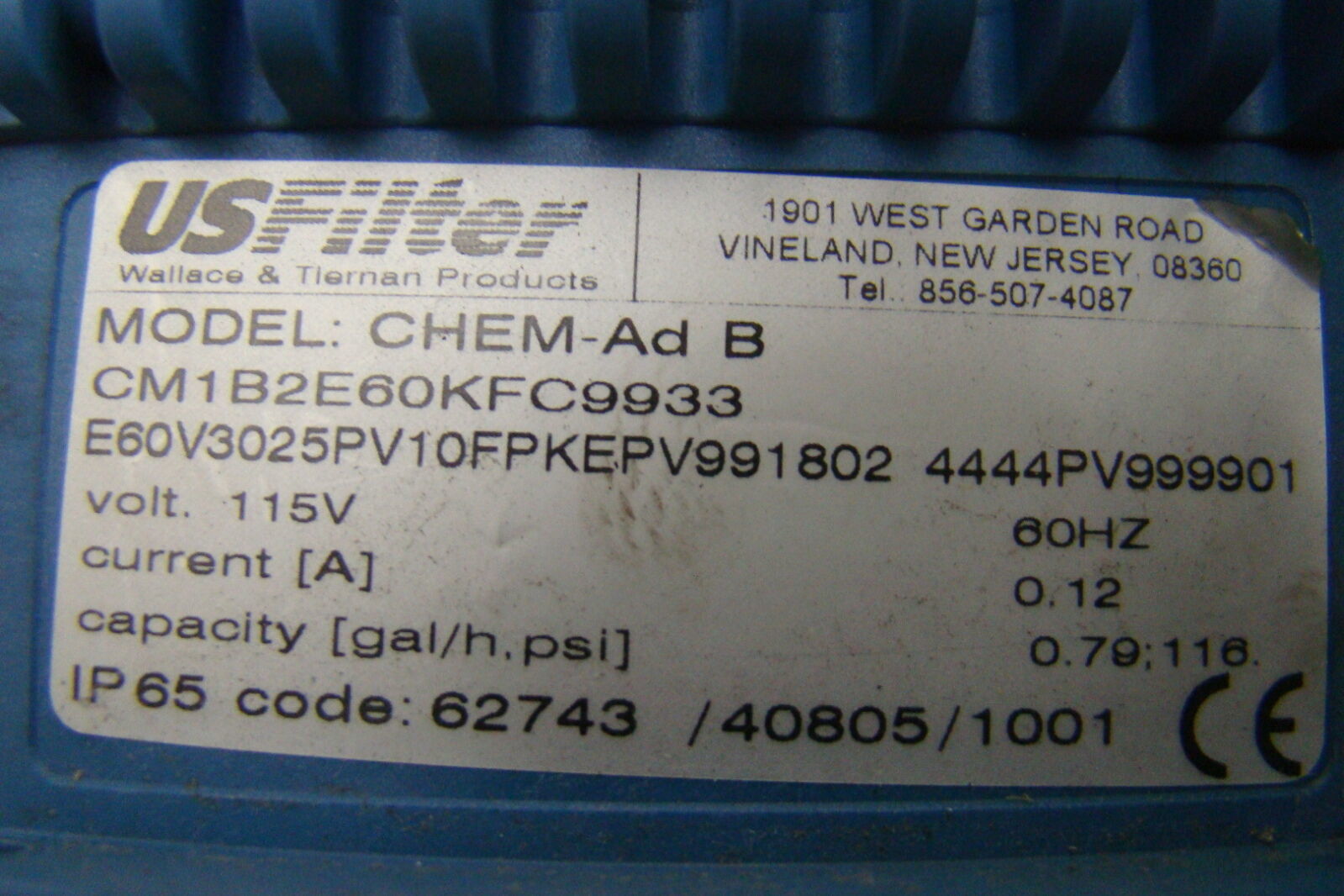 Siemens 115 Volt Chem-Ad Metering Pump CM1B2E60KFC9933 | Joseph Fazzio ...