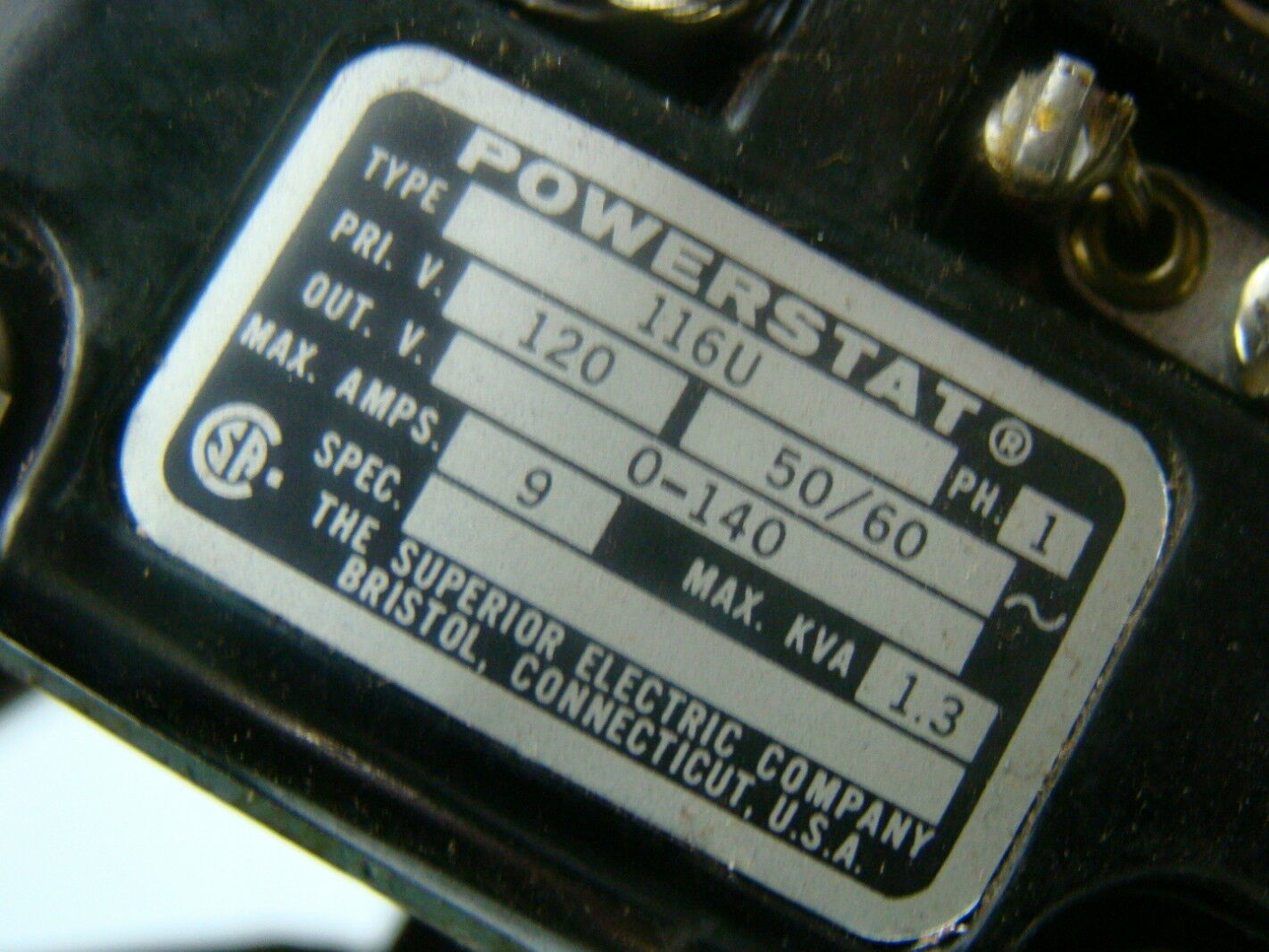 Powerstat 120V Variable Transformer 116U | Joseph Fazzio, Incorporated