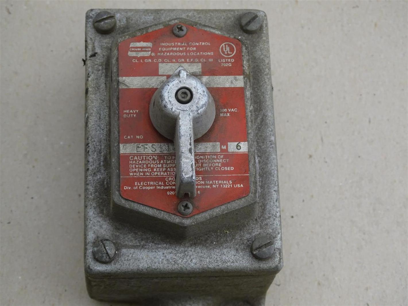 Crouse-Hinds Explosion Proof Switch Operator , EFS11273 | Joseph Fazzio ...