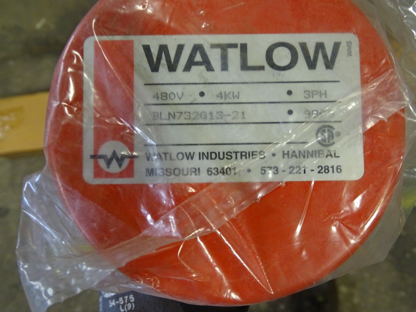 Watlow Heater Element 480-V 4KW 3PH , BLN732G13-21 | Joseph Fazzio ...