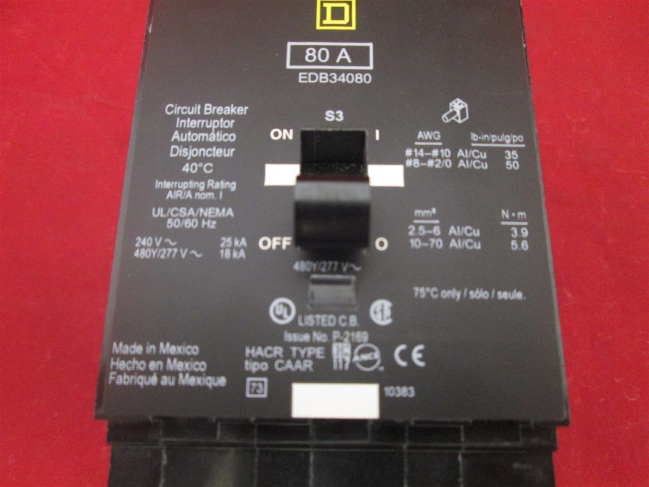 Square D Circuit Breaker EDB34080 80 Amps | Process Industrial Surplus ...