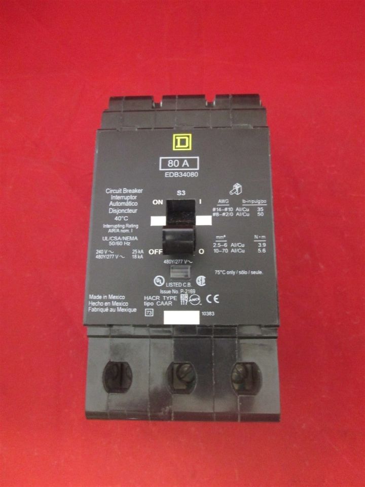 Square D Circuit Breaker EDB34080 80 Amps | Process Industrial Surplus ...