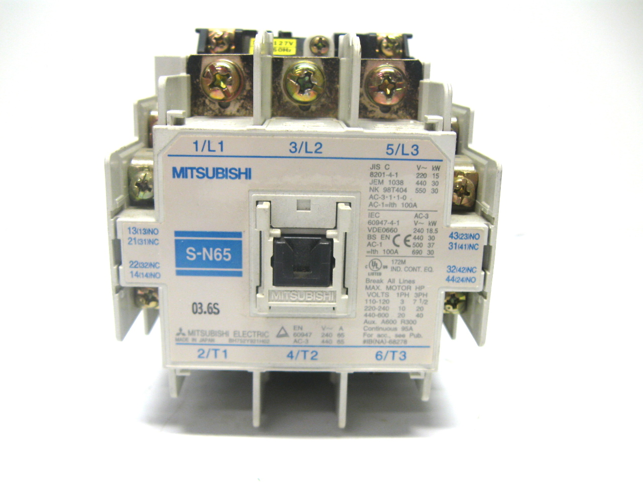 Mitsubishi S-N65 Magnetic Contactor 100-127 Volt, 50/60 Hz