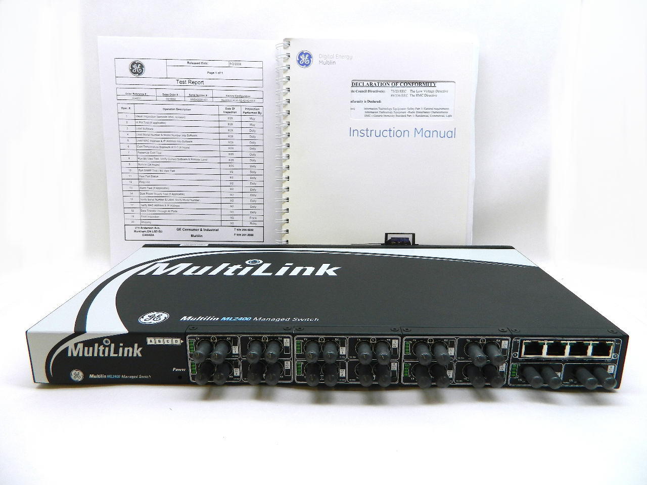 GE MultiLink ML2400 Managed Switch 19" Mount ML2400-F-HI-HI-A2-A2-A2-A6 ...