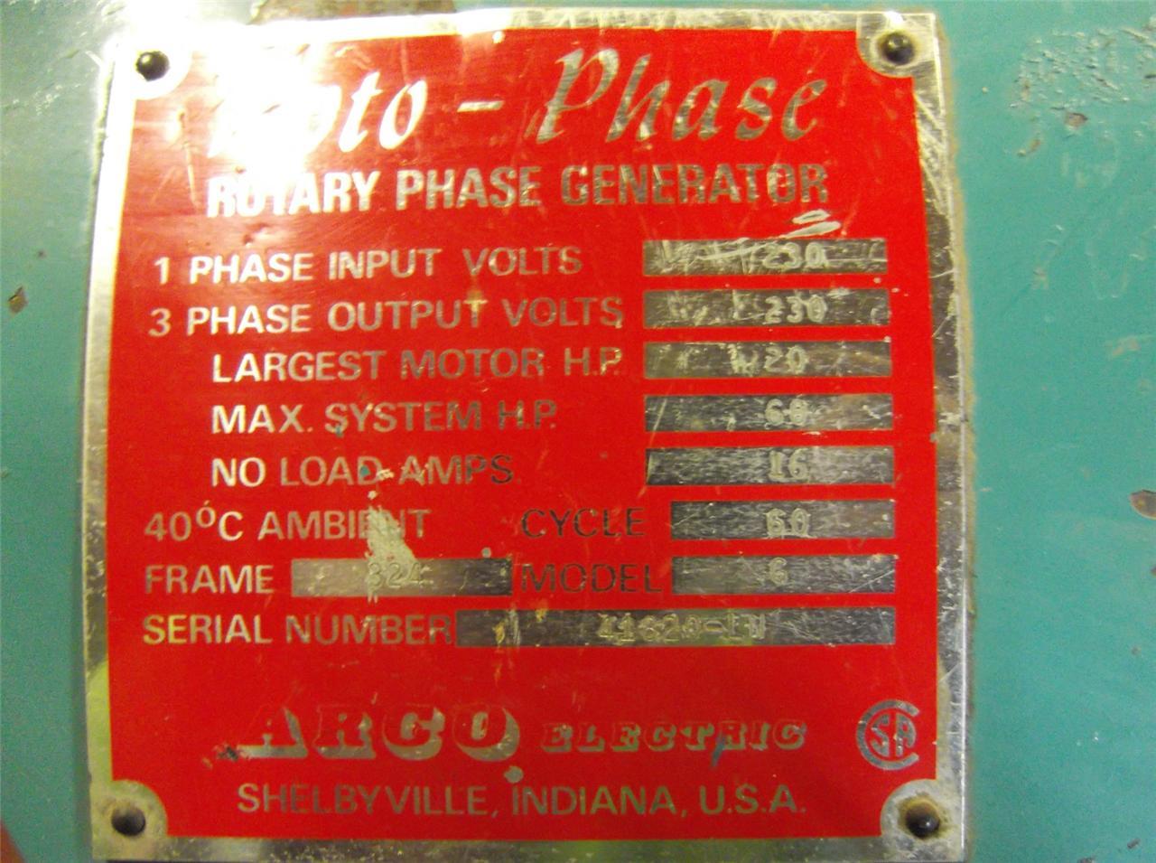 Arco Electric Rotary Phase Generator/Converter Model G | eBay