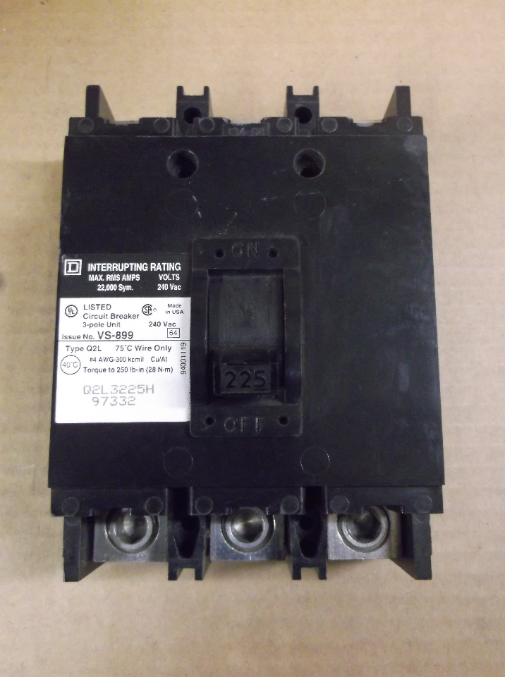 Square D Q2L3225H Circuit Breaker 225A 240V 3 Pole | Daves Industrial ...
