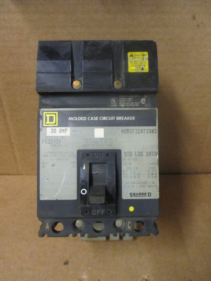 SQUARE D 30 AMP 240 VOLT 3 POLE FA32030 | Daves Industrial Surplus LLC