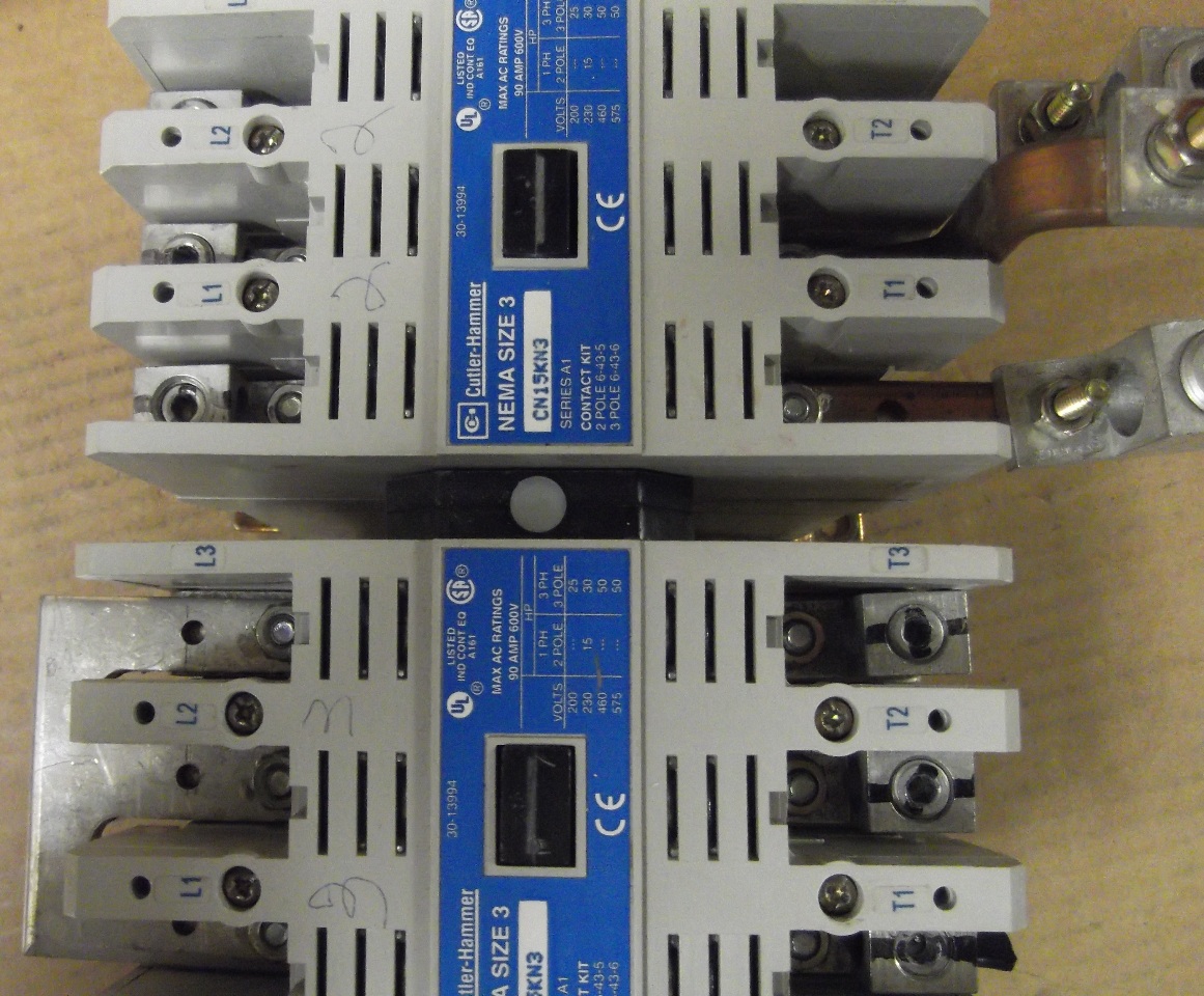 DOUBLE (2) CN15KN3 Cutler Hammer Nema Size 3 Contactor Series A1 3P 90A ...
