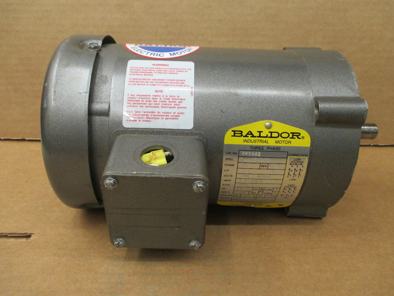 BALDOR VM3542 3/4HP 56C 208-230/460VAC 1725RPM MOTOR | Daves Industrial ...