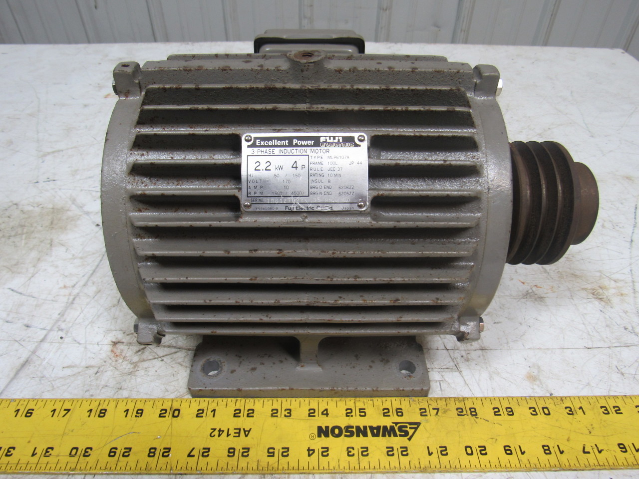 Fuji Electric MLP6107A Excellent Power 3PH Induction Electric Motor 2 ...