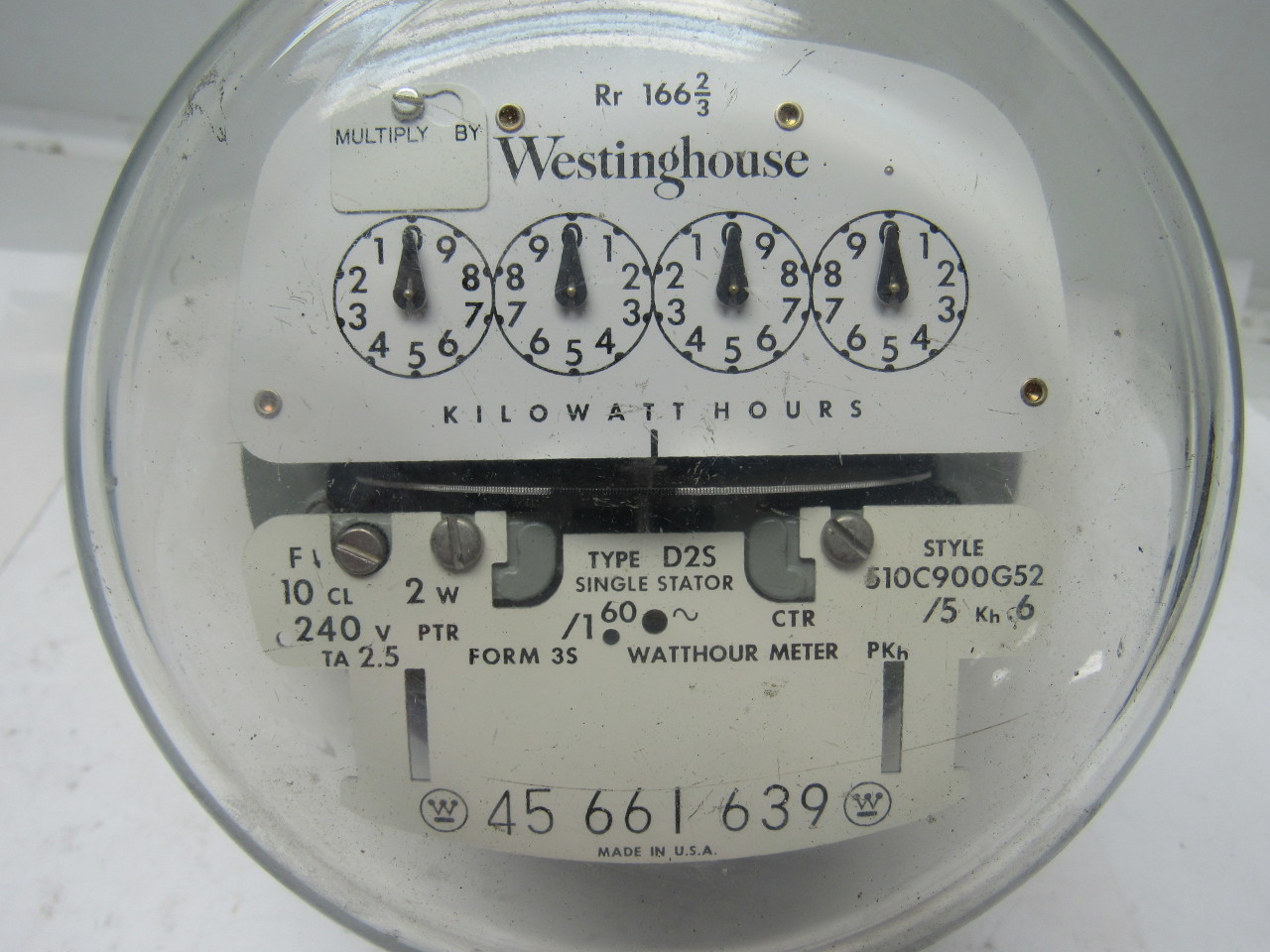 WESTINGHOUSE 510C900G52 TYPE D2S FORM 3S Watthour Meter N.O.S. | eBay
