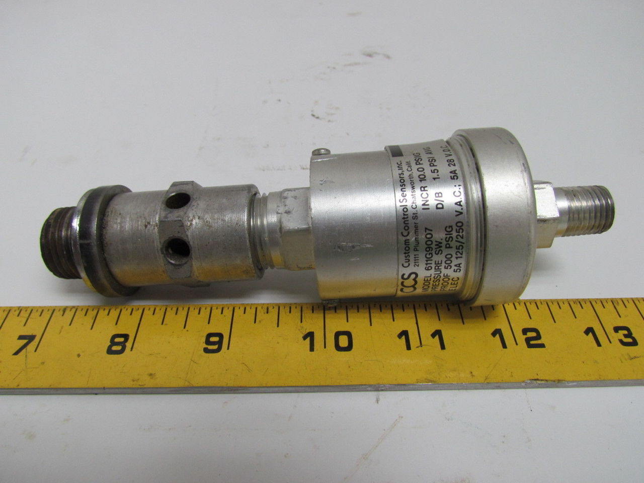 Custom Control Sensors 611G9007 Pressure Sensor 125/250 VAC 500 PSIG