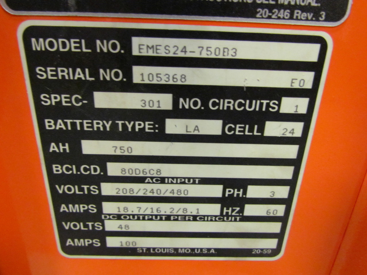 Brennan EMES24 48 Volt Forklift Battery Charger 100 Amp Outpur ...