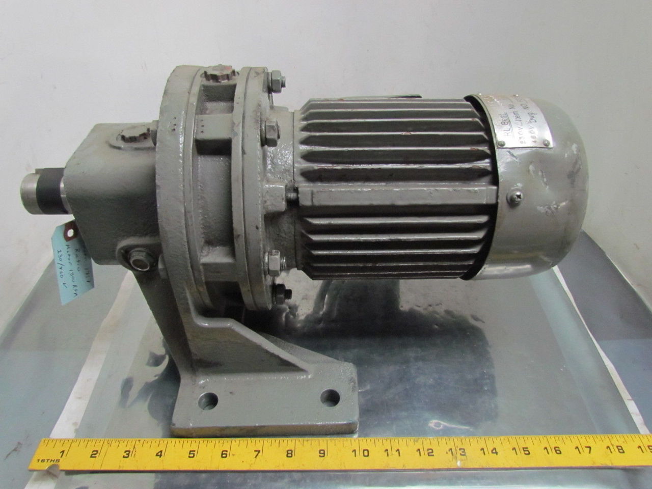 Speed Reducer 17:1 Ratio Motor 1 HP 1800 RPM 230/460 Volt GearMotor ...