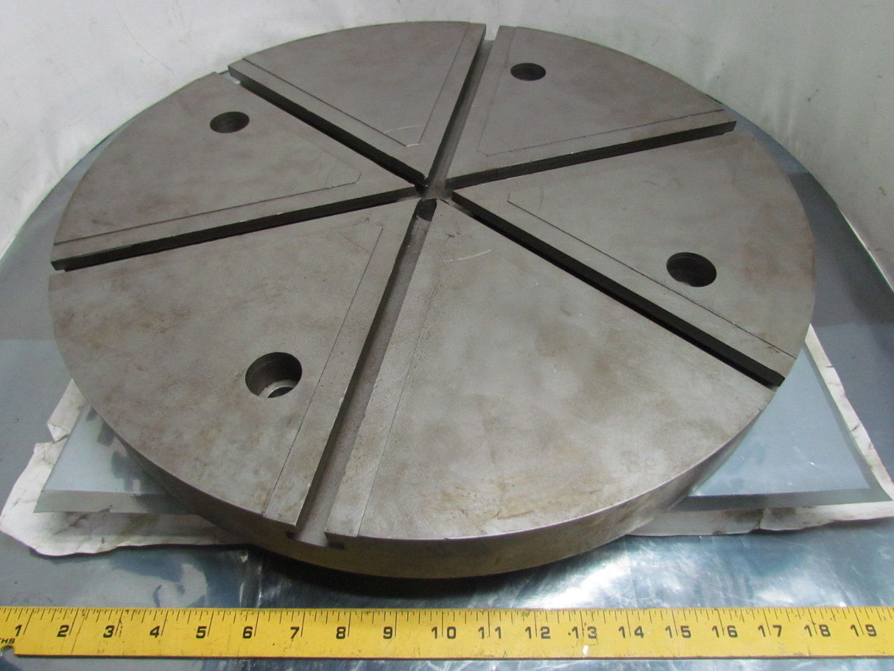 19-3/4"dia 2"Thick Round Solid Steel T-Slotted Jig Fixture Face Back Plate