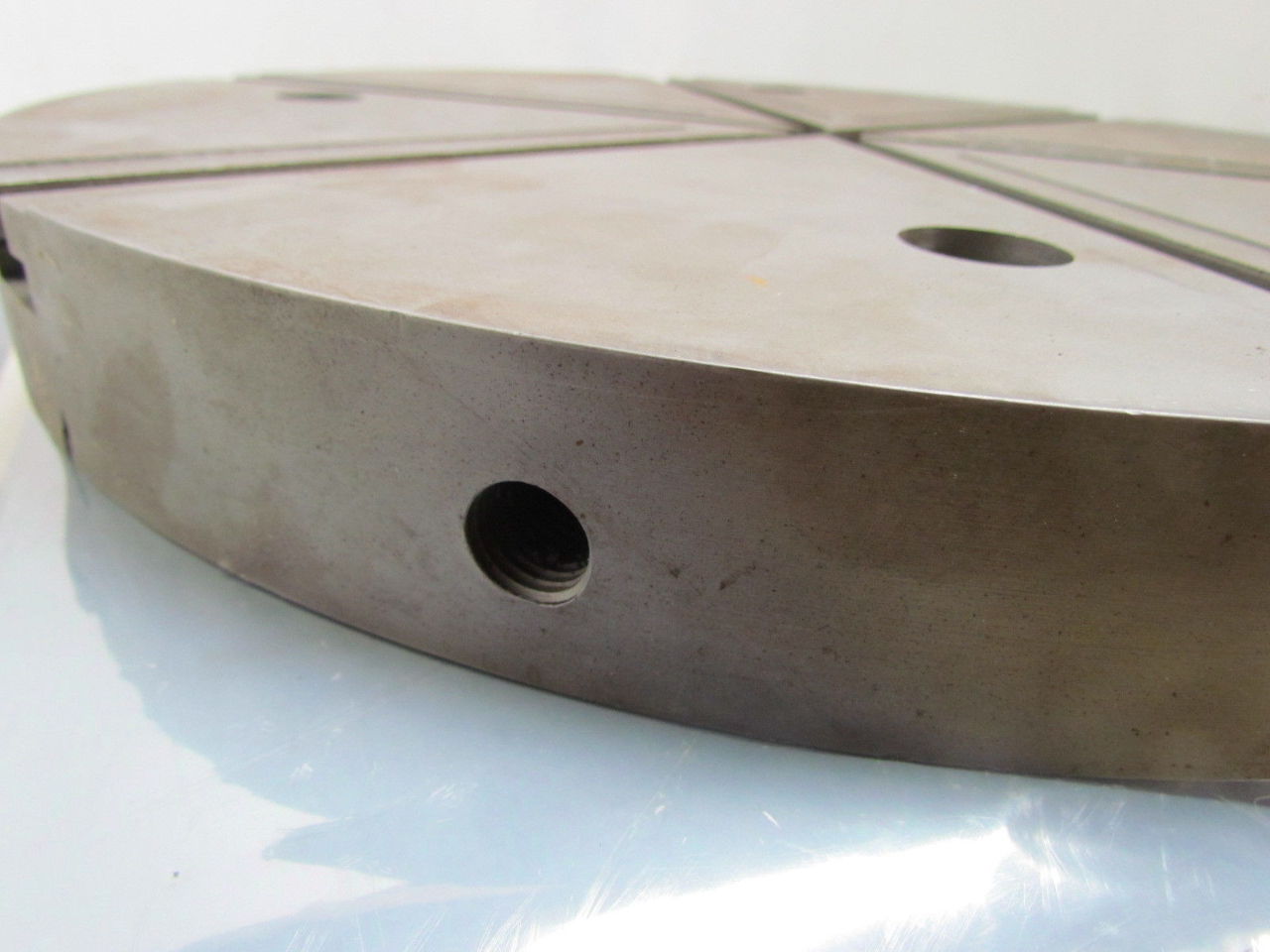 19-3/4"dia 2"Thick Round Solid Steel T-Slotted Jig Fixture Face Back Plate