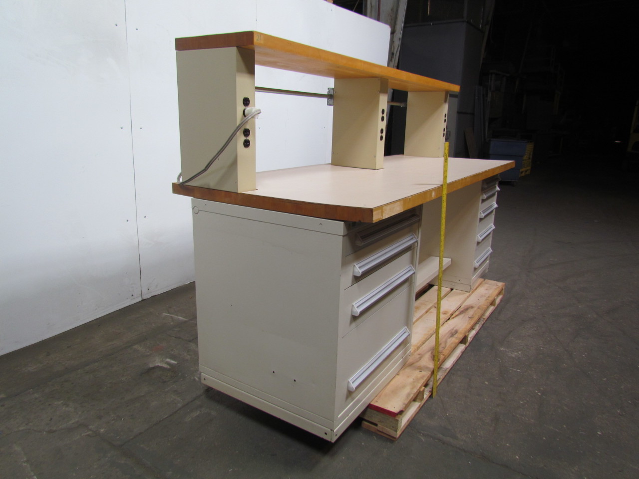 Stanley Vidmar 2 Pedestal Workbench Hardwood Top w/Riser 9 Drawers ...