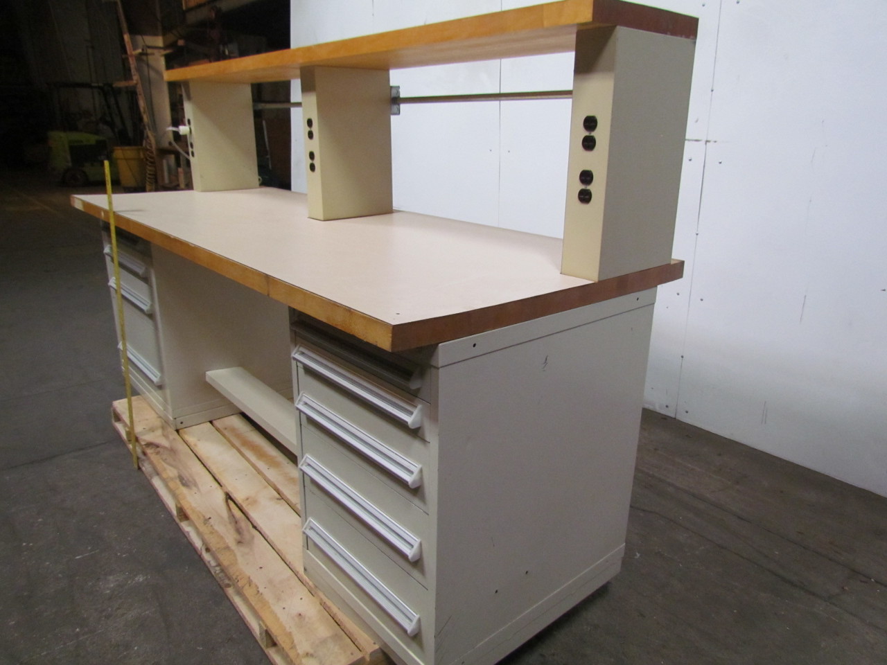 Stanley Vidmar 2 Pedestal Workbench Hardwood Top w/Riser 9 Drawers ...