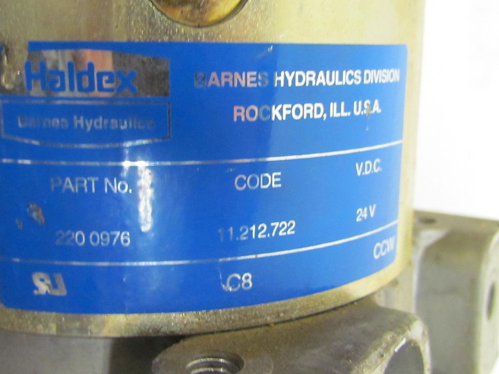 Haldex Barnes 24VDC Hydraulic Pump 8398 1261052 220 0976 2200976 15-1/2 ...