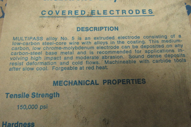 Stellite Multipass Alloy #5 1/4"x14" Hard Facing Welding Electrode 10lb ...