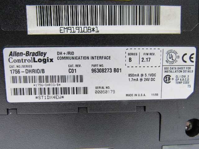Allen Bradley 96308273 B01 1756-DHRIO/B Communication Interface Control ...