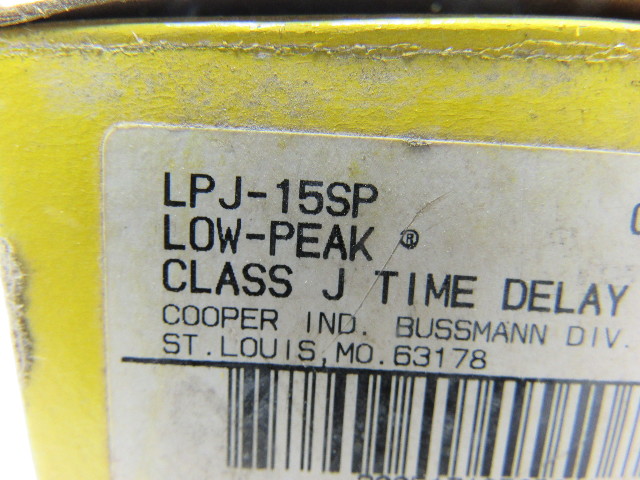 COOPER Bussman LPJ-15SP 15A 600VAC-300VDC Buss Low Peak Dual Element ...