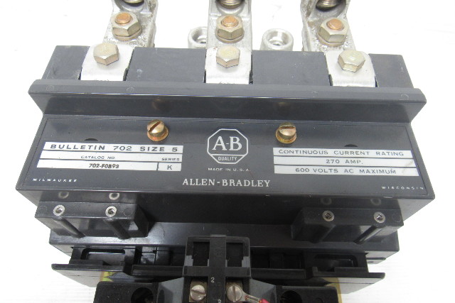 A-B Allen Bradley 702FOB93 Series K Size 5 Contactor 3 pole 480v coil ...