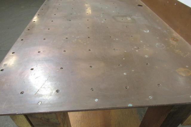 Copper Topped Work Bench Station Unique Table .062 Copper Over 1/4 ...