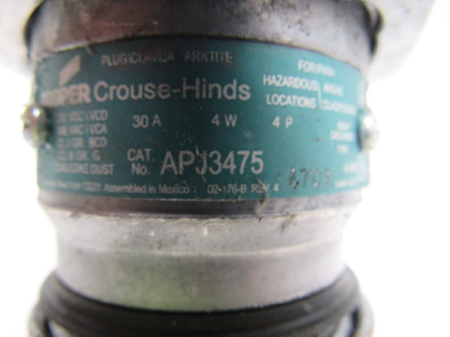 Cooper Crouse Hinds APJ3475 4M4 Arktite Body Grounded Connector Plug ...