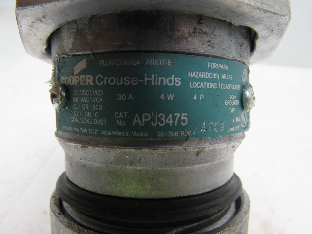 Cooper Crouse Hinds APJ3475 4M4 Arktite Body Grounded Connector Plug ...