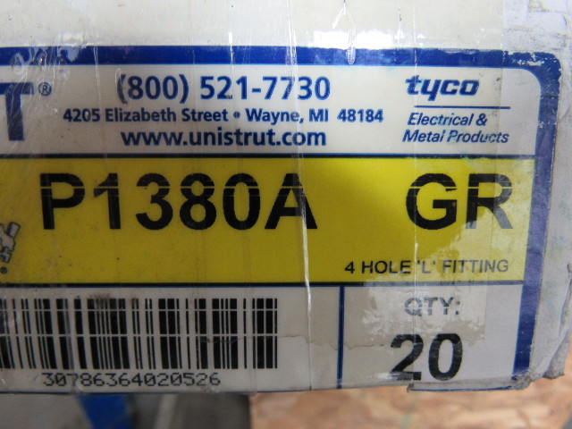 Unistrut P1380A GR 4 hole "L" fitting for channel Perma-Green lot of 20 ...