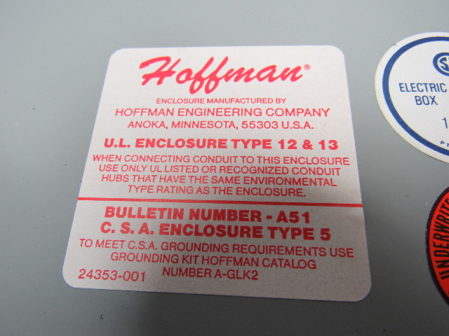Hoffman A1008CH Hinge Cover Electrical Junction JIC Box 10"x 8"x 4 ...