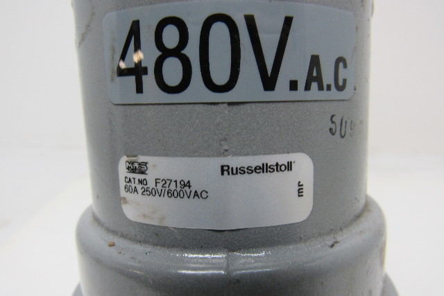 Russellstoll F27194 4-Pin Plug 60A 250V/600VAC | Bullseye Industrial Sales